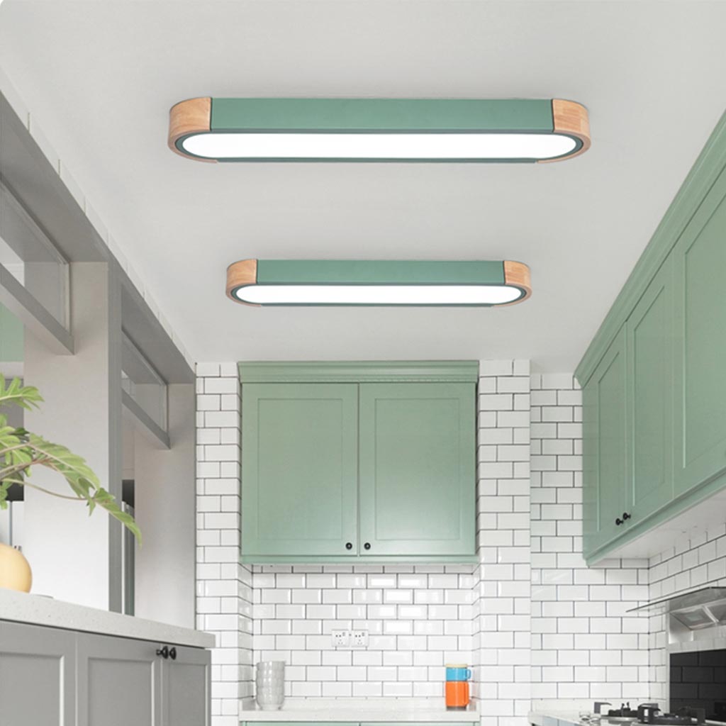 Nordic Rectangular LED Ceiling Light - Sleek Wood and Acrylic Design ...